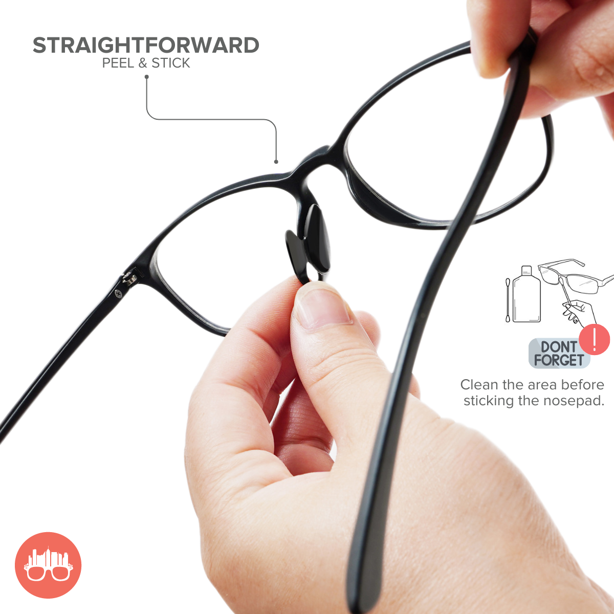 MetroSunnies Stick-On Anti-Slip Nosepad for Eyeglasses Sunglasses Sili